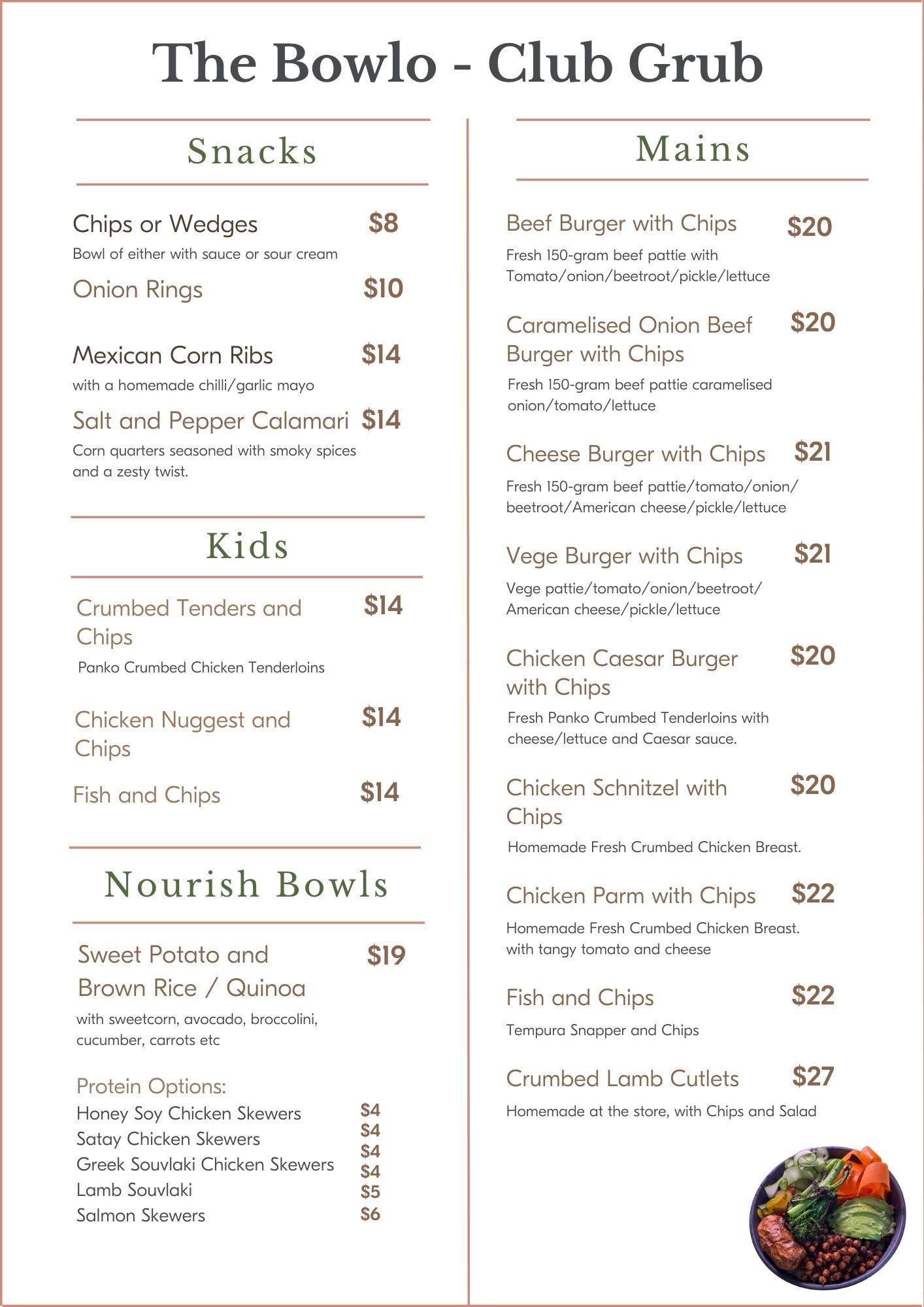 Club Grub - South Cronulla Bowling Club